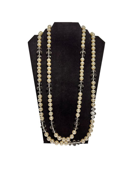 Unbranded | Jewelry | Single Strand Faux Pearl And Clear Faceted ...